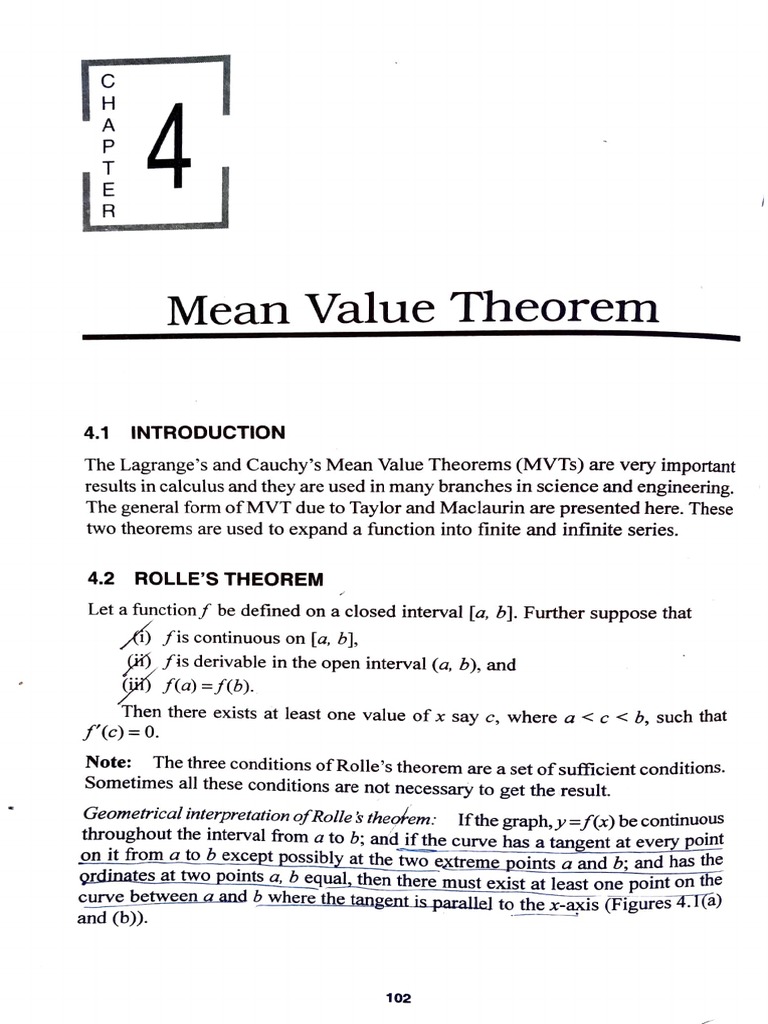 01 Mean Value Theorem | PDF