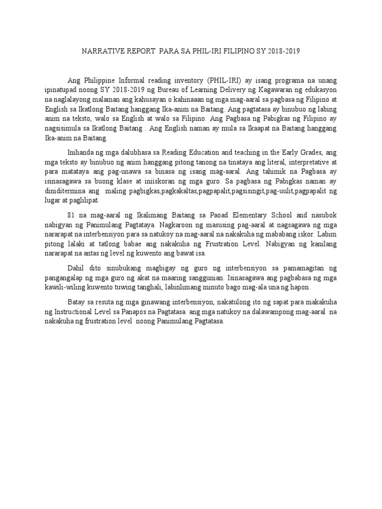 Narrative Report para Sa Phil | PDF