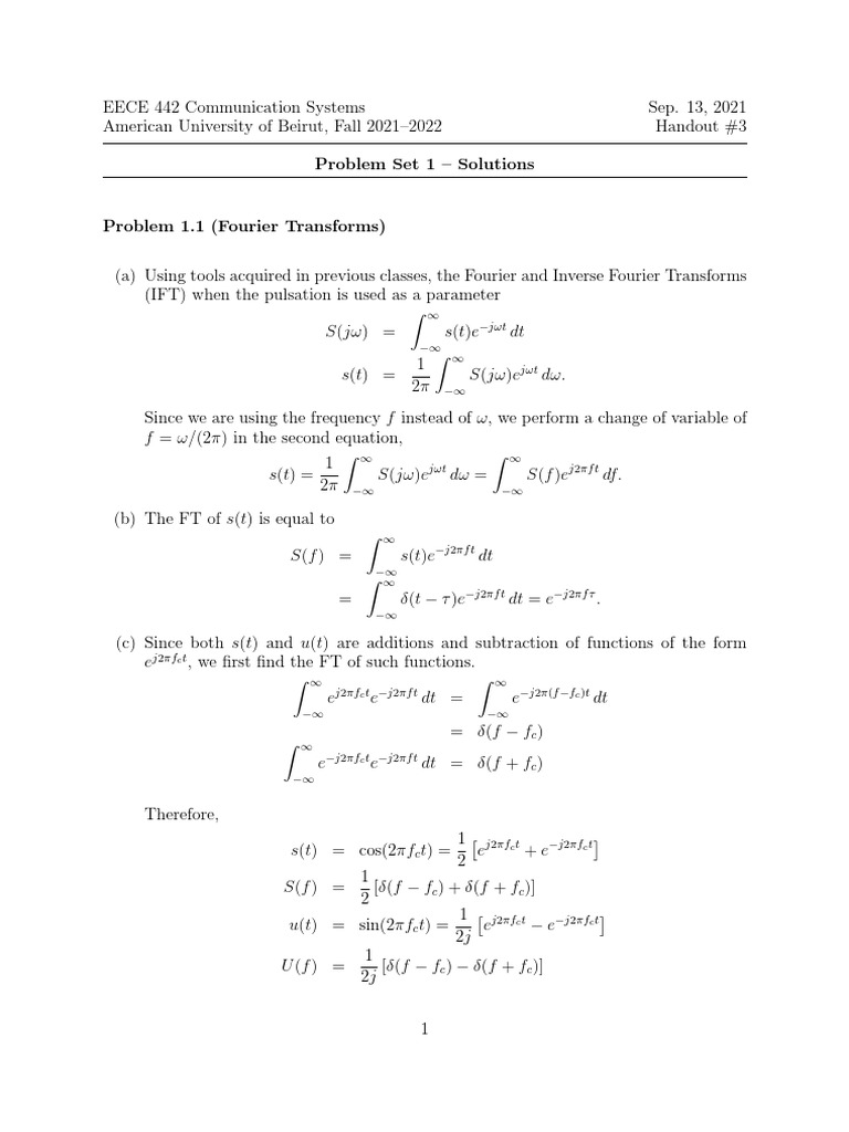 PS1 Sol | PDF | Frequency Modulation | Sampling (Signal Processing)