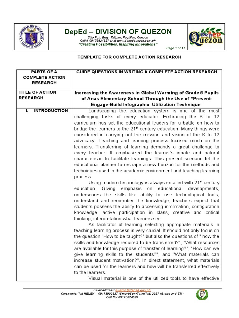 Complete Action Research RYAN C SULIVAS | PDF | Learning | Infographics