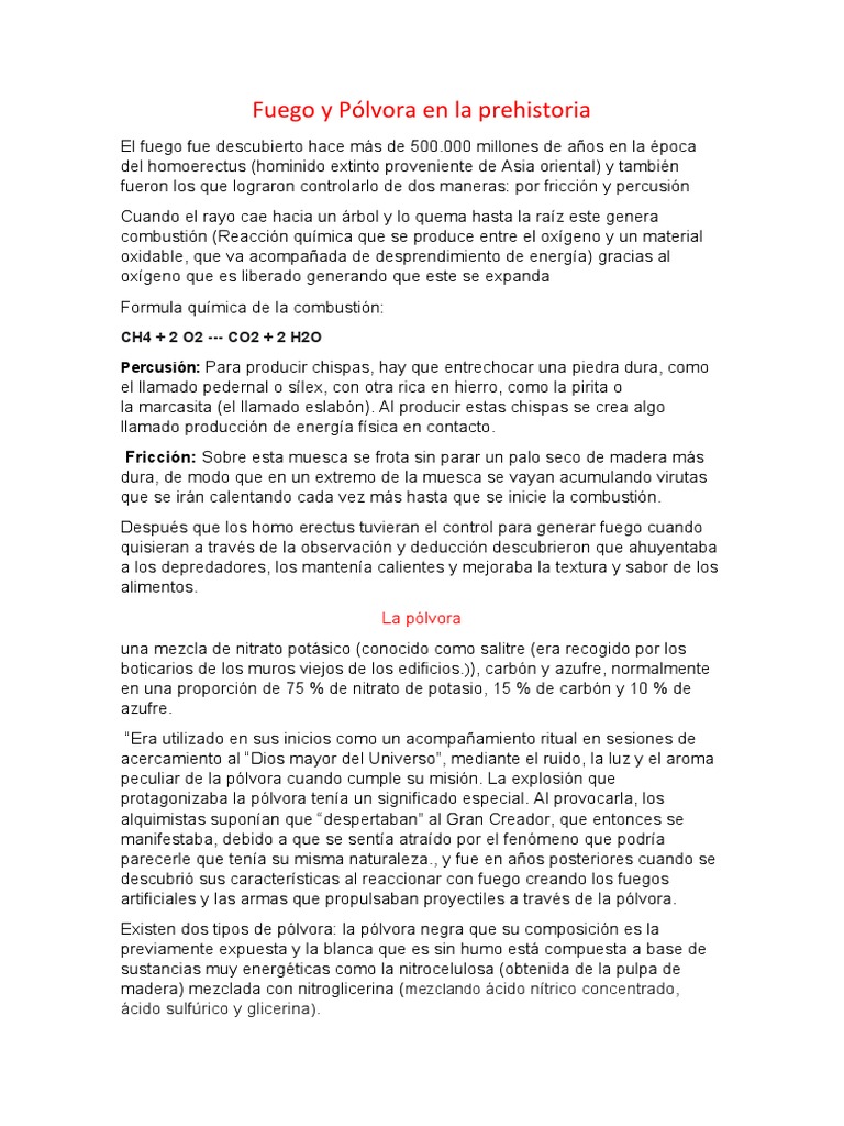 Fuego y Pólvora en la Prehistoria | PDF | Pólvora | Combustión