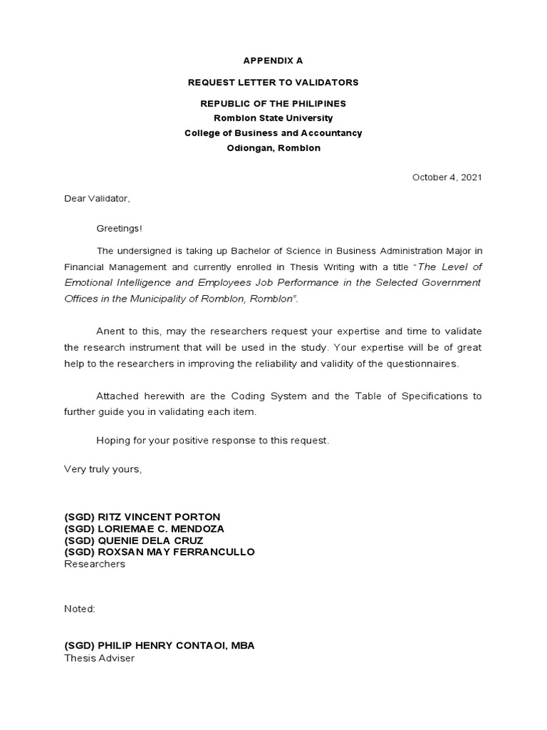 Validation Letter (Edited) | PDF