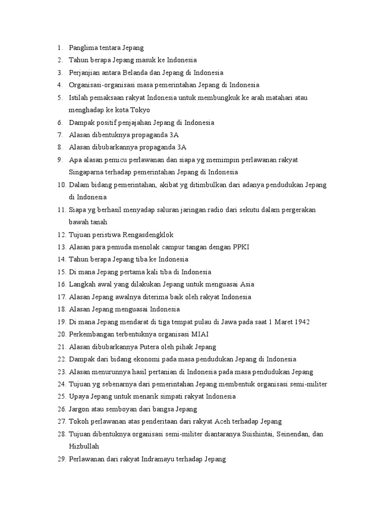 Kisi Kisi Pts Genap Sejarah Kelas Xi 2022 - 2023 | PDF