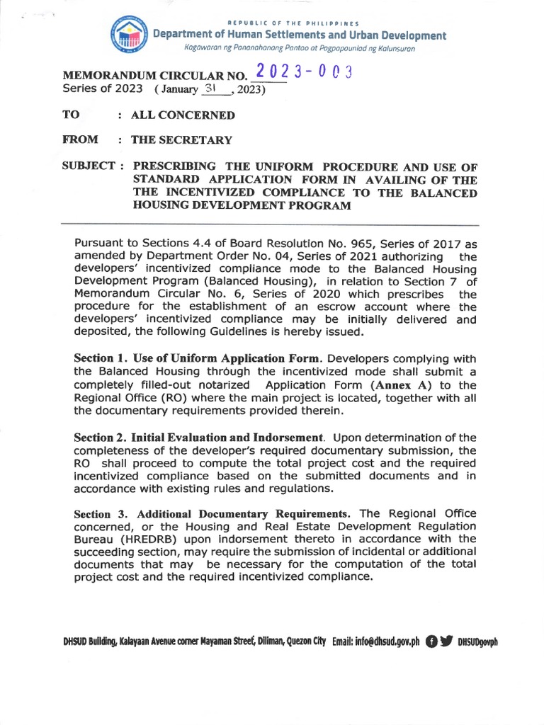 Signed MC 2023-03 - Escrow Application Form | PDF