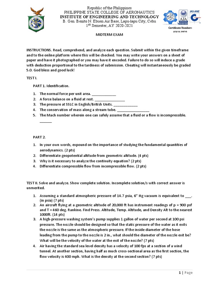 Abbygail Shane Oledan MBEAB AMT 3103 PRELIM TQ | PDF | Aerodynamics ...