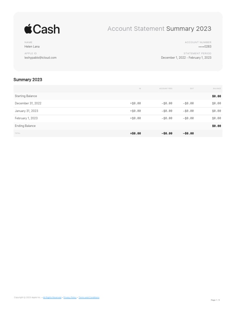 Apple Cash Statement 2 | PDF | Payments | Cash