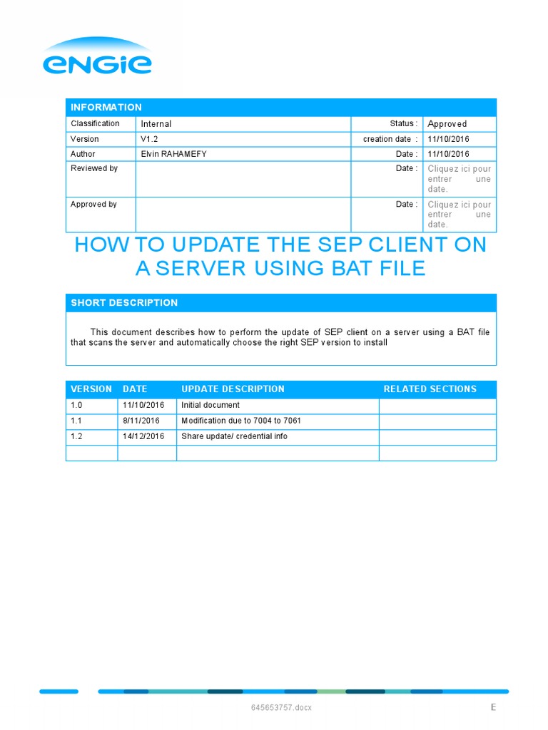 ENGIE IT - How To Update SEP Client With BAT File v1.2 | PDF | Server (Computing) | Information ...