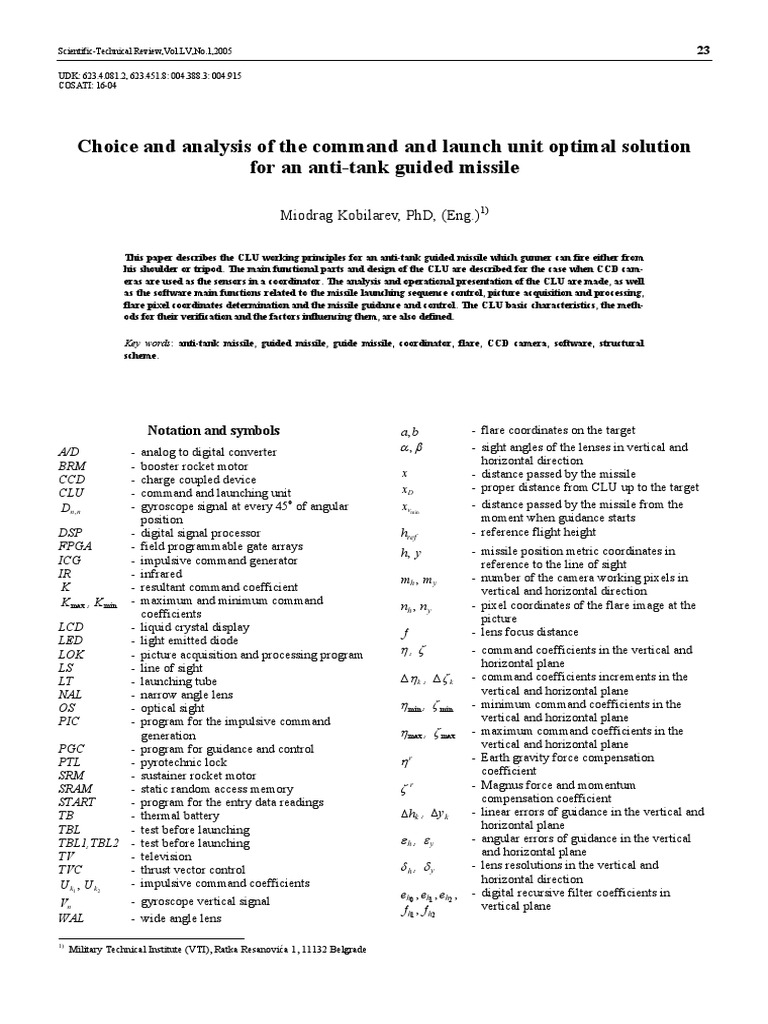 Choice and Analysis of The Command and Launch Unit Optimal Solution | PDF | Digital Signal ...