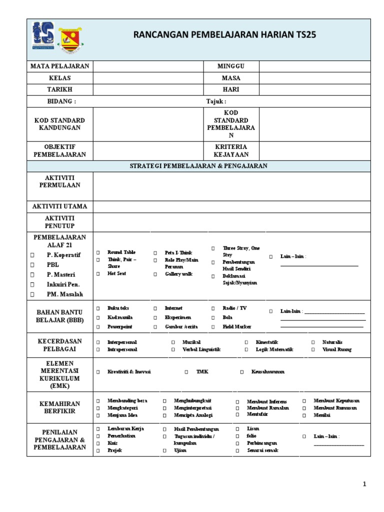 Format Borang RPH TS25 | PDF