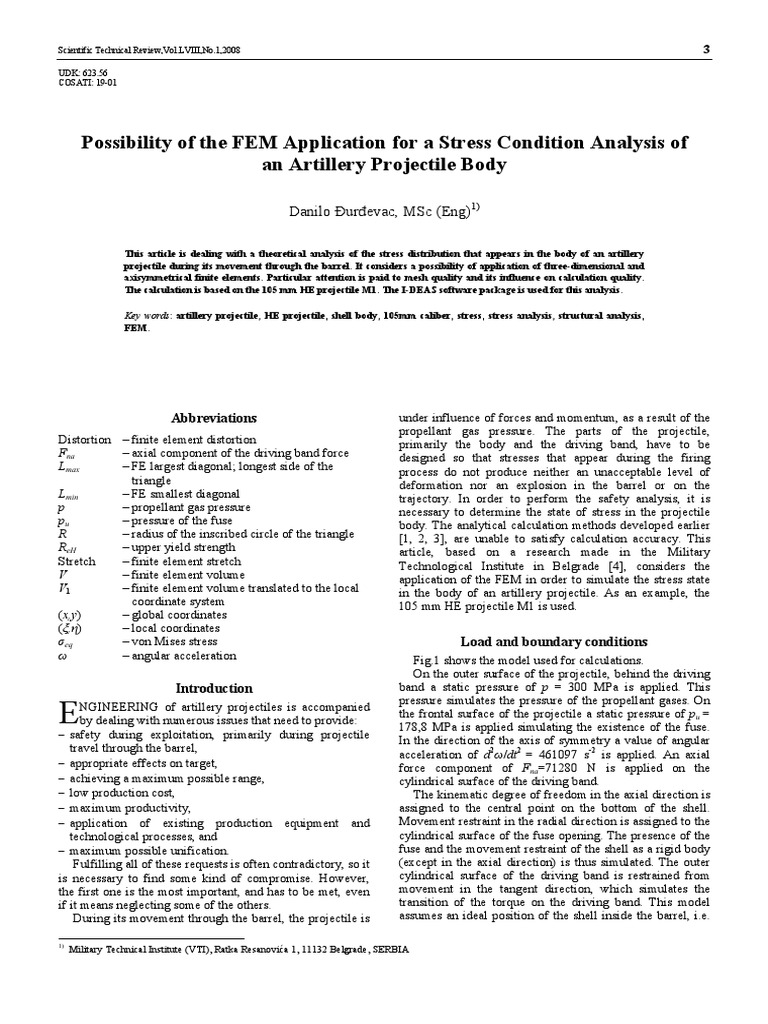 Possibility Of The Fem Application For A Stress Condition Analysis Of