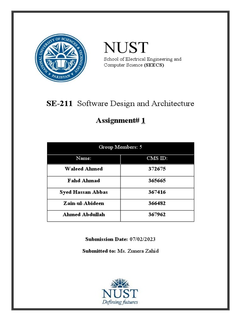 Sda Assignment1 Pdf Computer Programming Software Engineering 