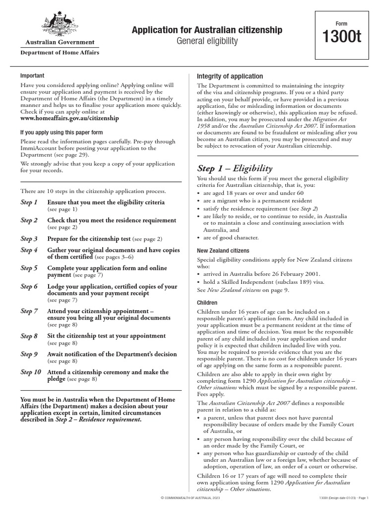 1300T Form | PDF | Identity Document | Travel Visa