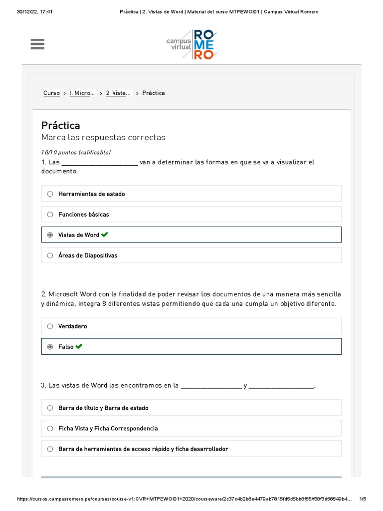 Práctica - 2. Vistas de Word - Material Del Curso MTPEWOI01 - Campus Virtual Romero | PDF ...