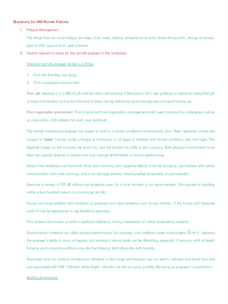 Note M9 Human Factors | PDF