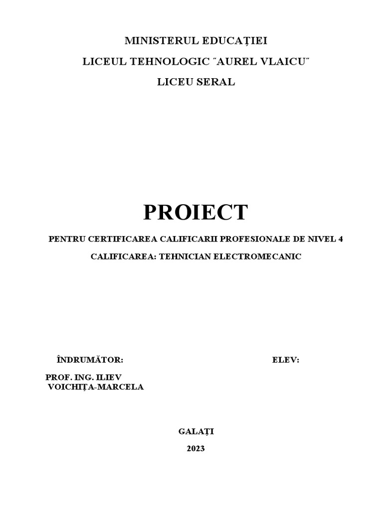 COPERTA PROIECT Liceu ILIEV 2023 | PDF