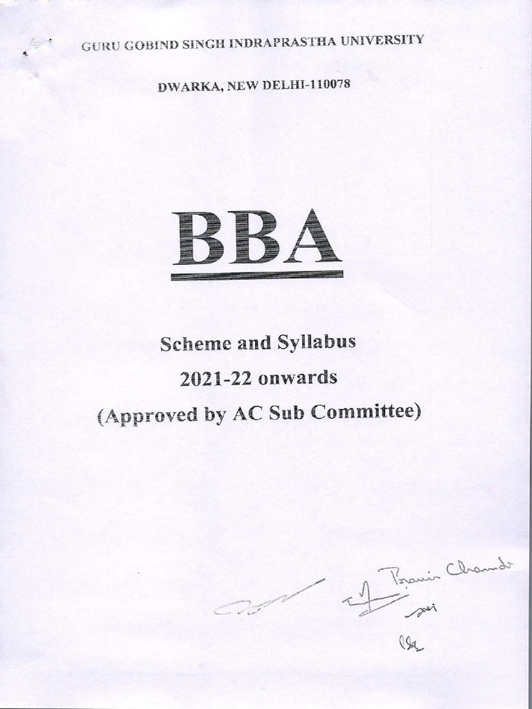 BBA Syllabus 2021 Onwards - Compressed | PDF