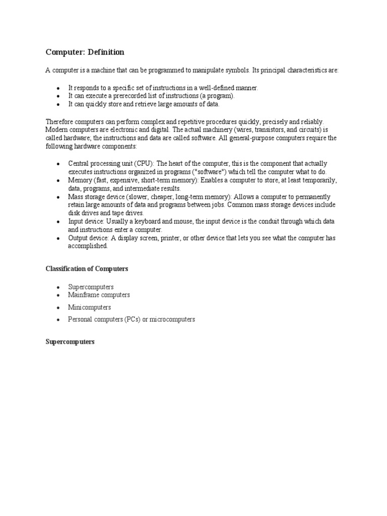 Types of Computer | PDF | Personal Computers | Mainframe Computer