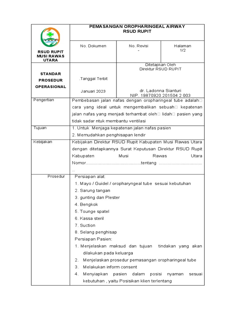 SOP Pemasangan OPA | PDF