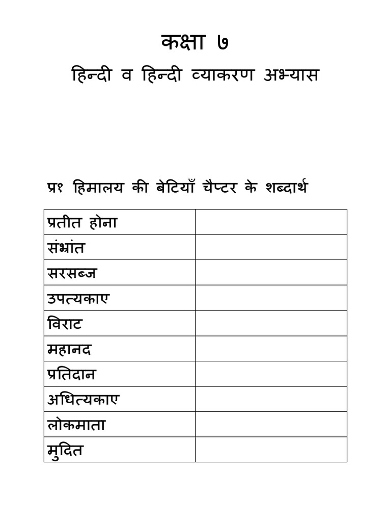 Doc1 Kaksha 7 Himalaya Ki Betiya | PDF