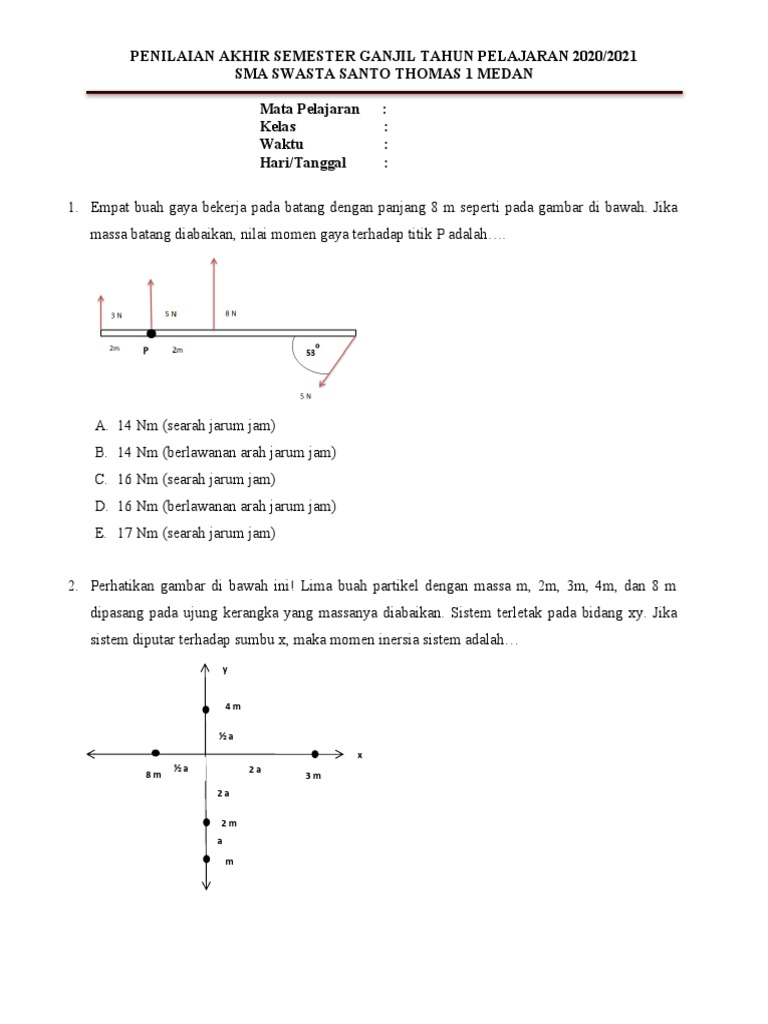 Soal Uas Fisika Kelas Xi Sma Stosa 1-1 | PDF