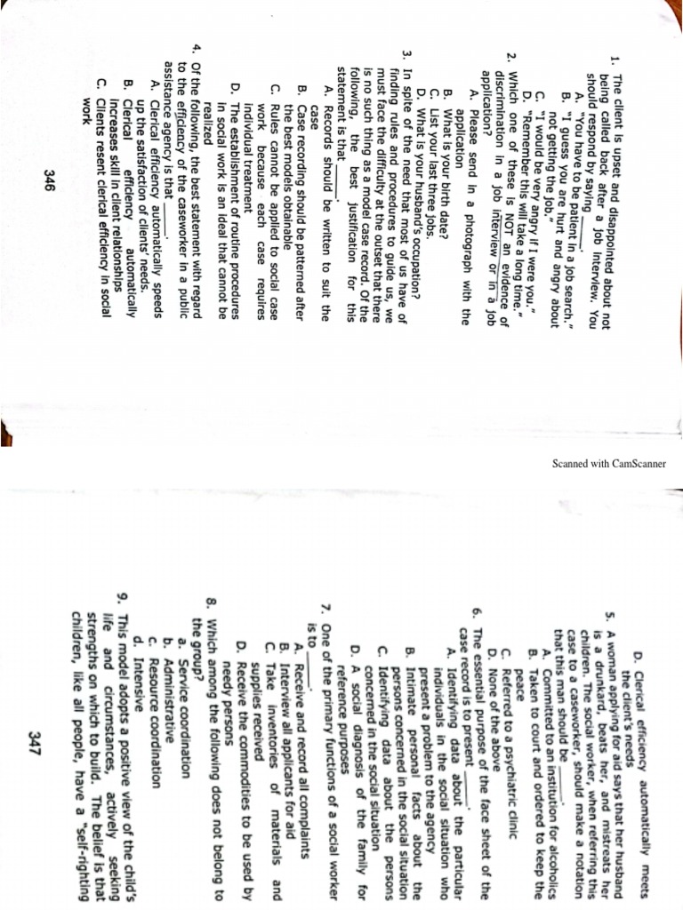 Casework Practice Test 160 Items | PDF