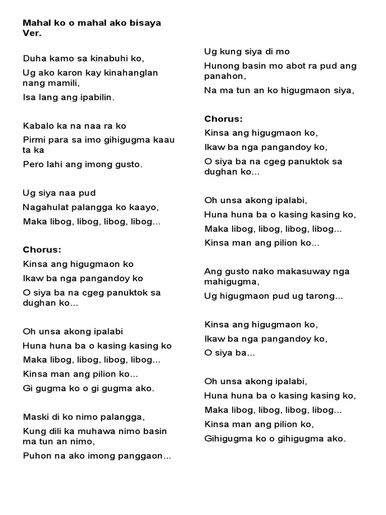 Mahal Ko o Mahal Ako Bisaya Ver | PDF
