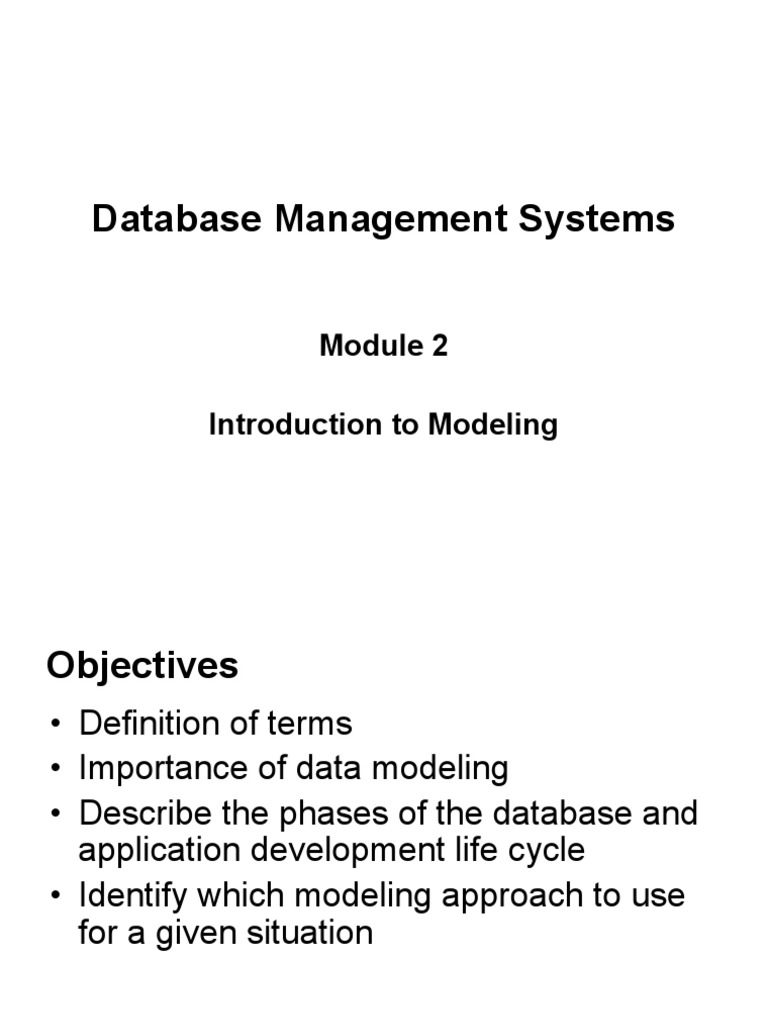Module 2 Introduction To Modeling Pdf Conceptual Model Databases