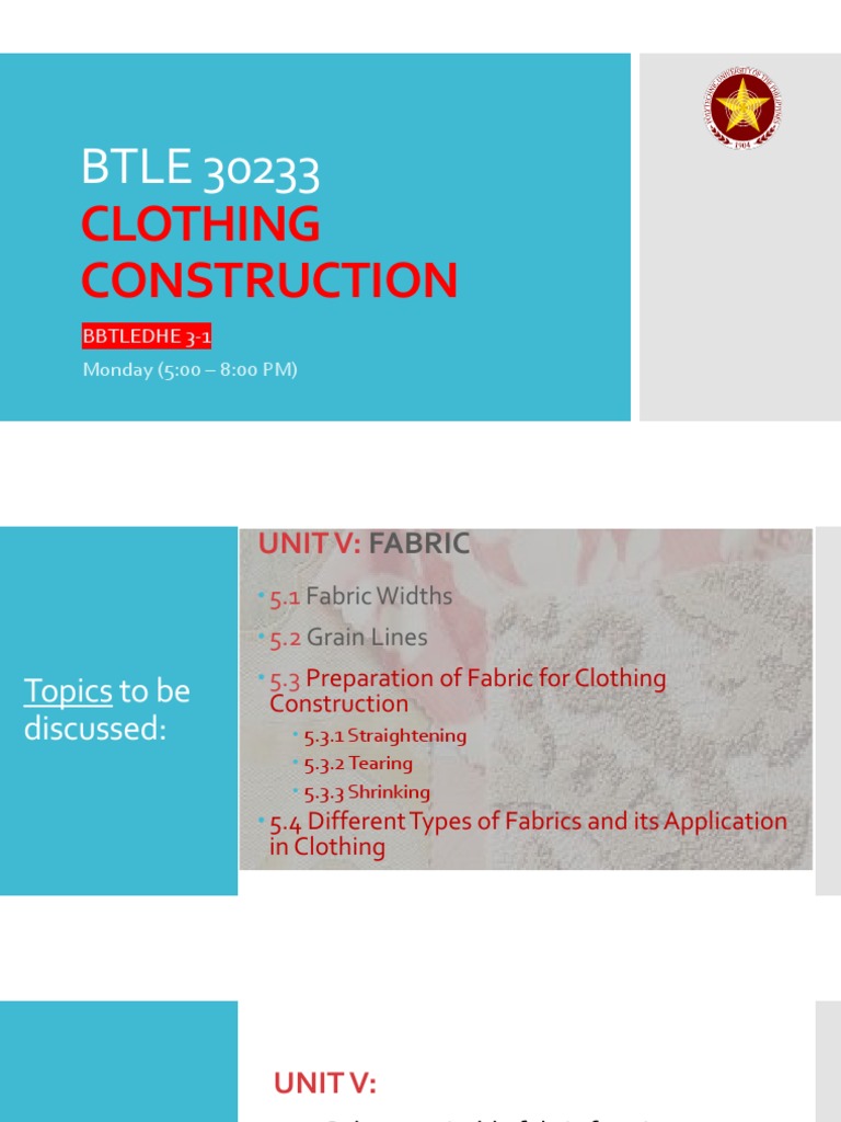 Unit 5 Preparation of Fabric For Clothing Construction | PDF | Textiles ...