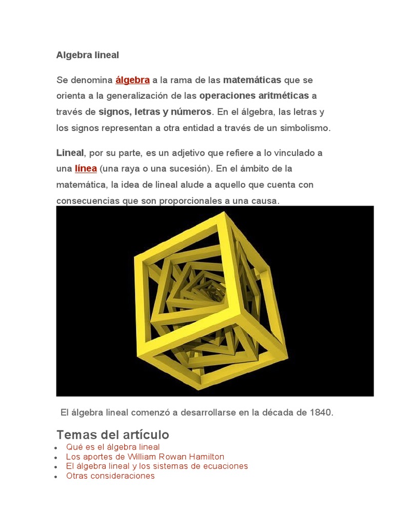 Introducción al Álgebra Lineal | PDF | Álgebra lineal | Álgebra