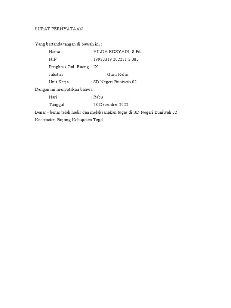 Surat Keterangan Lupa Finger | PDF