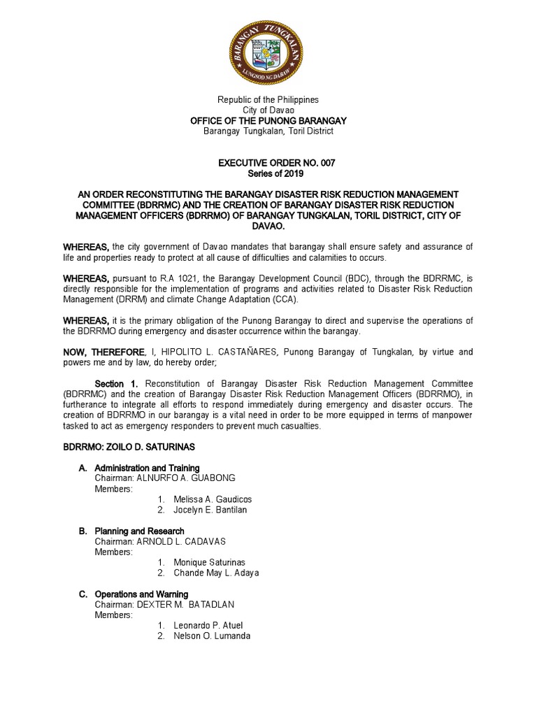 Executive Order | PDF | Emergency Management | Safety