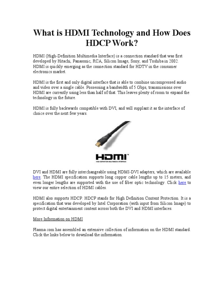 What Is HDMI Technology and How Does HDCP Work | PDF