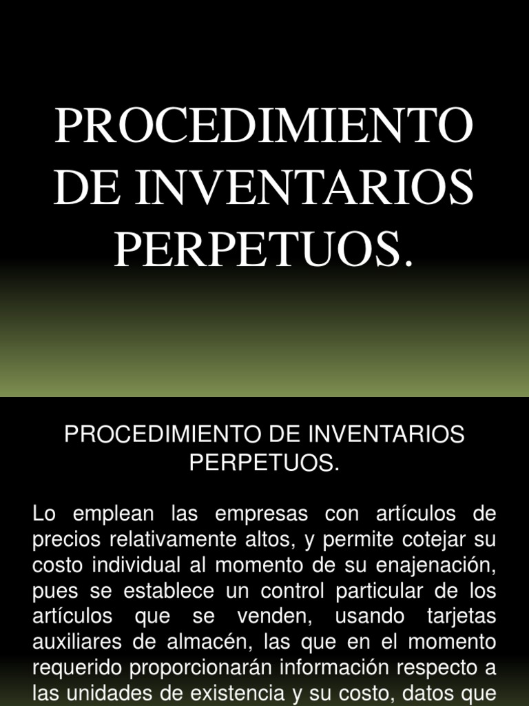 PROCEDIMIENTO INVENTARIOS PERPETUOS Cuentas Movimientos Registros y Ejemplo | PDF | Inventario ...