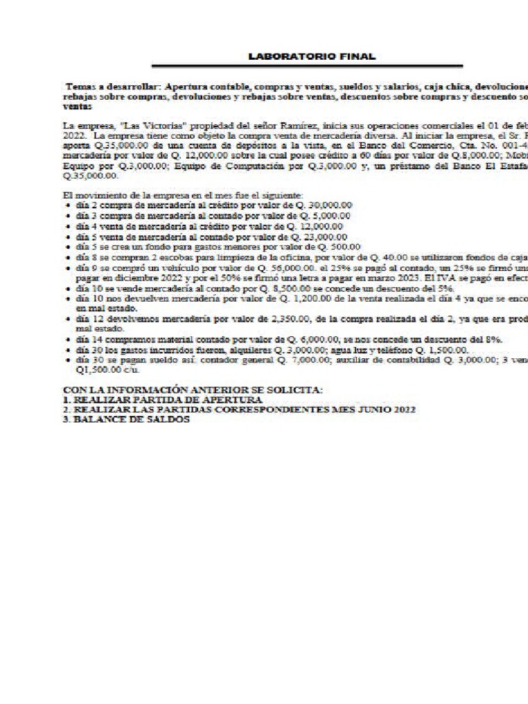 Laboratorio Final CONTABILIDAD | PDF | Economias | Business