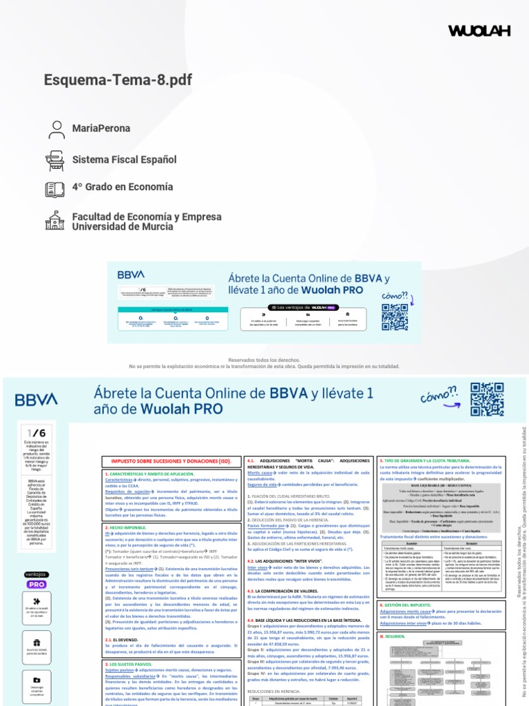 Wuolah Free Esquema Tema 8 | PDF | Impuestos | Herencia