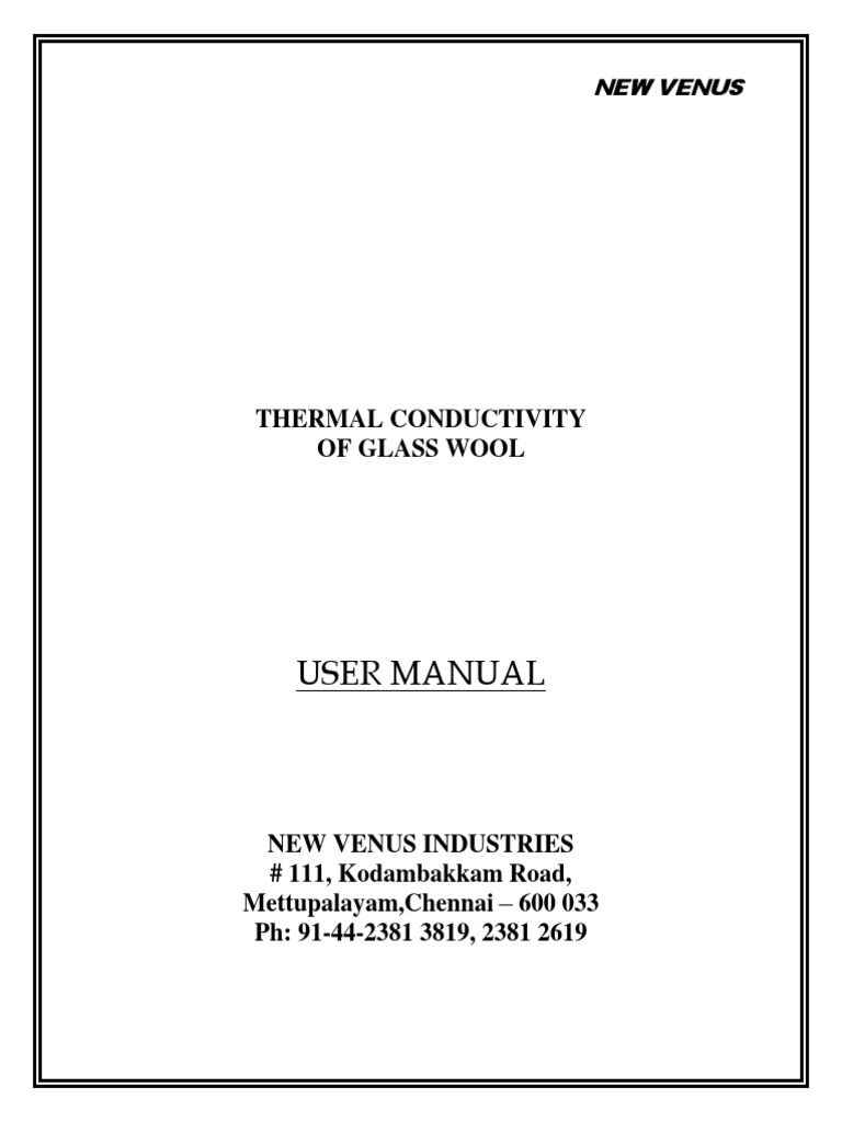 Thermal Conductivity of Glass Wool - Manual | PDF