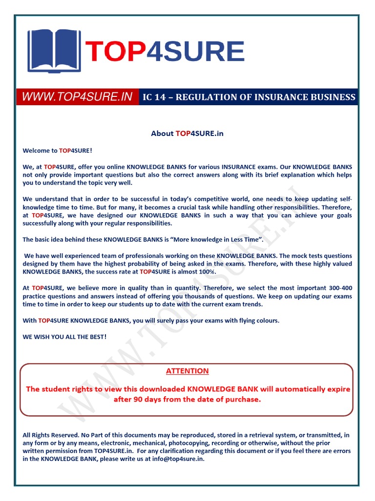 IC 14 TOP4SURE 'REAL FEEL' TIMED EXAM - Compressed - Compressed | PDF | Insurance | Life Insurance