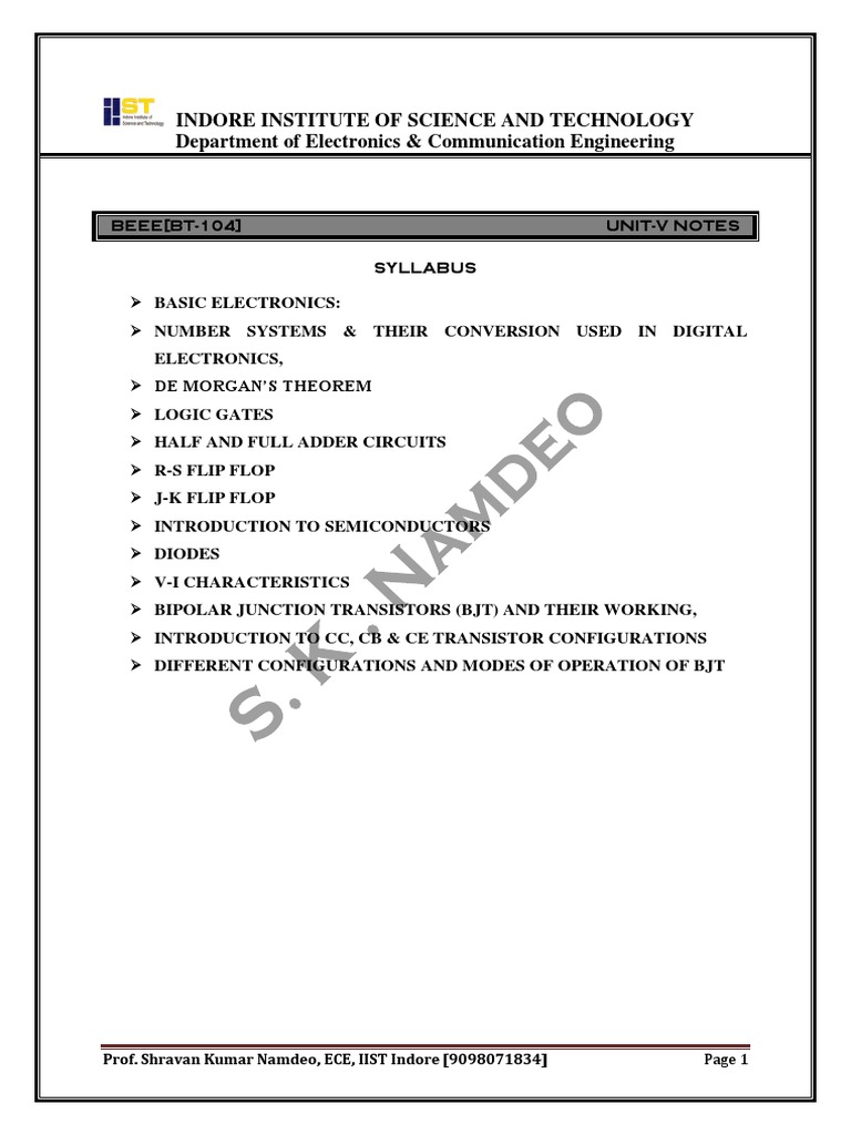 Notes Beee Unit 5 Pdf P N Junction Semiconductors