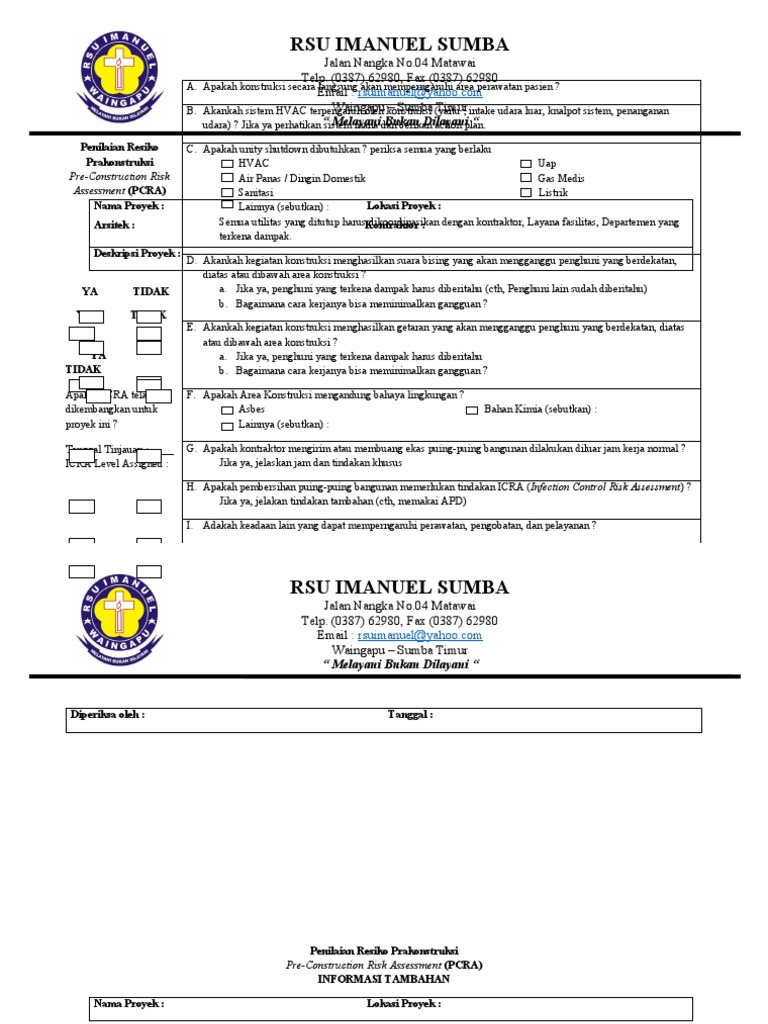 Bukti Pelaksanaan Penilaian Resiko Prakonstruksi (PCRA) | PDF