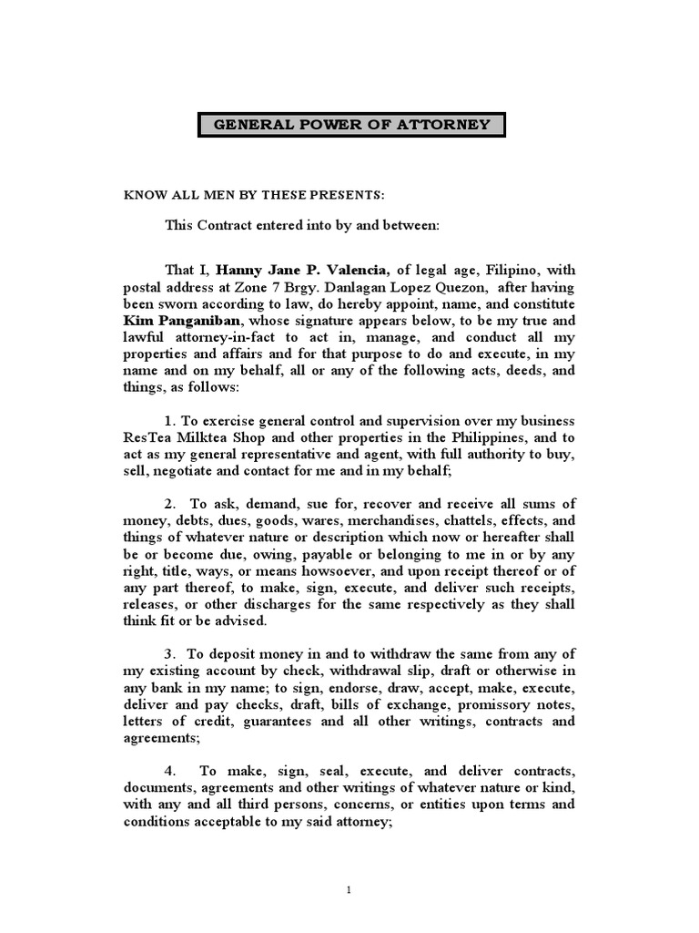 General Power of Attorney | PDF | Power Of Attorney | Common Law