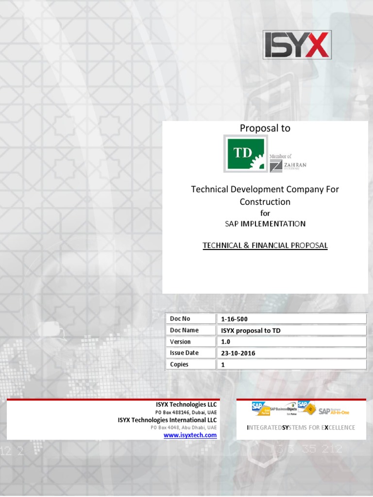 ISYX Technical Commercial Proposal To TD - v.3 | PDF | Enterprise Resource Planning | Inventory