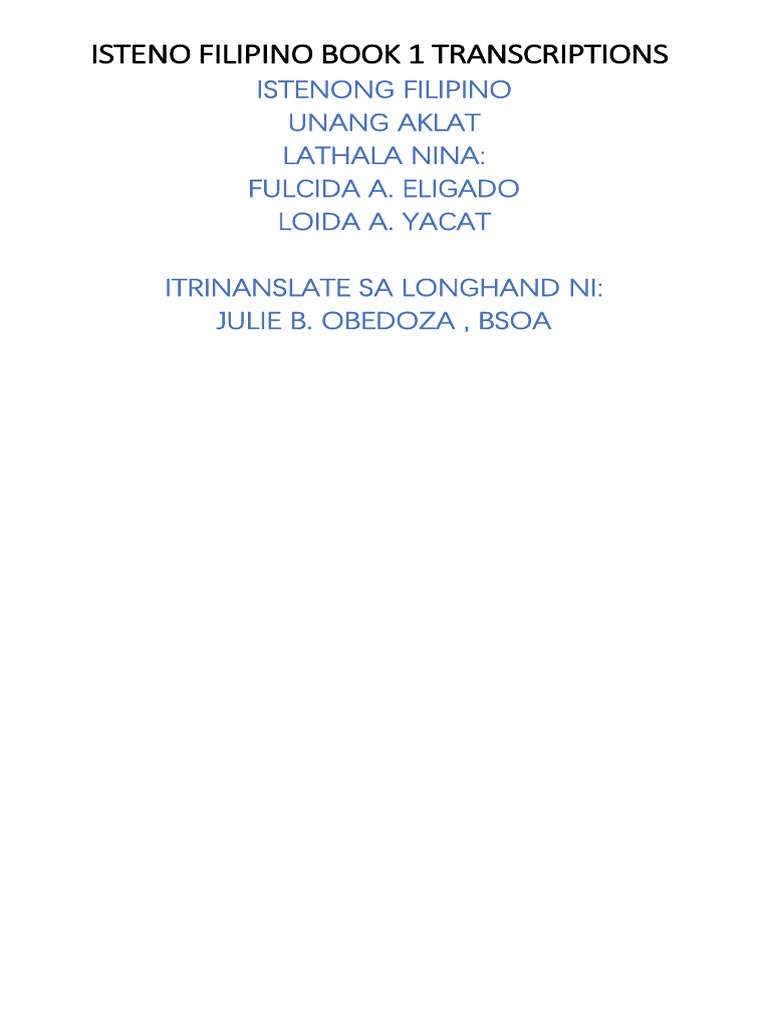 Transcription Steno Filipino | PDF