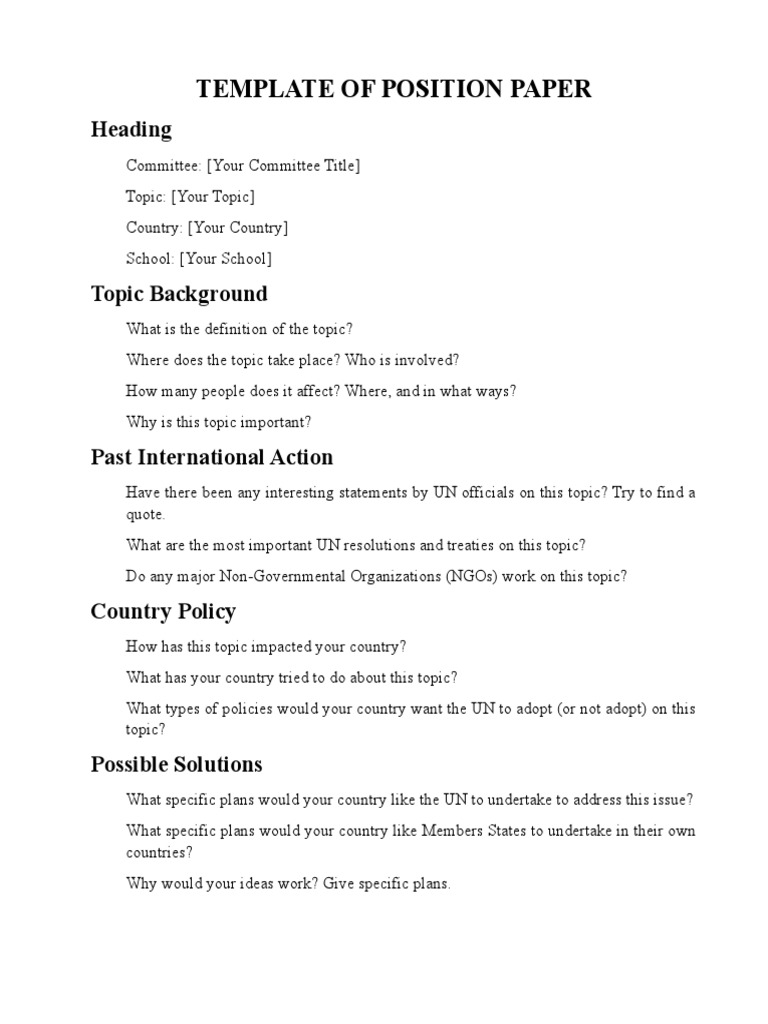 Model UN Position Paper Guide | PDF | Career & Growth | Social Science