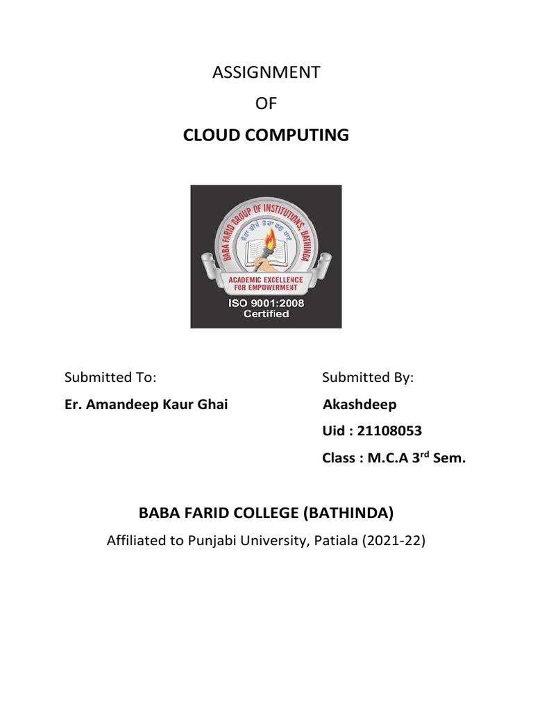 21108053, MCA 3rd Sem, Cloud Computing | PDF | Cloud Computing | Grid Computing