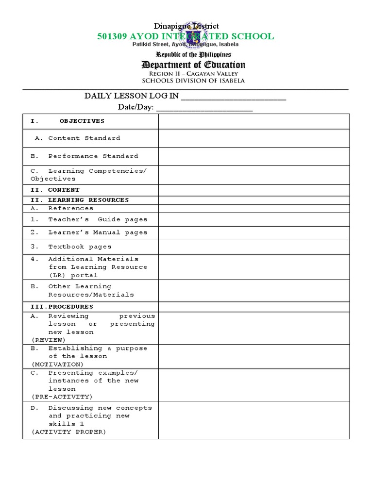 DLL Template 1 Day Only | PDF | Learning | Change