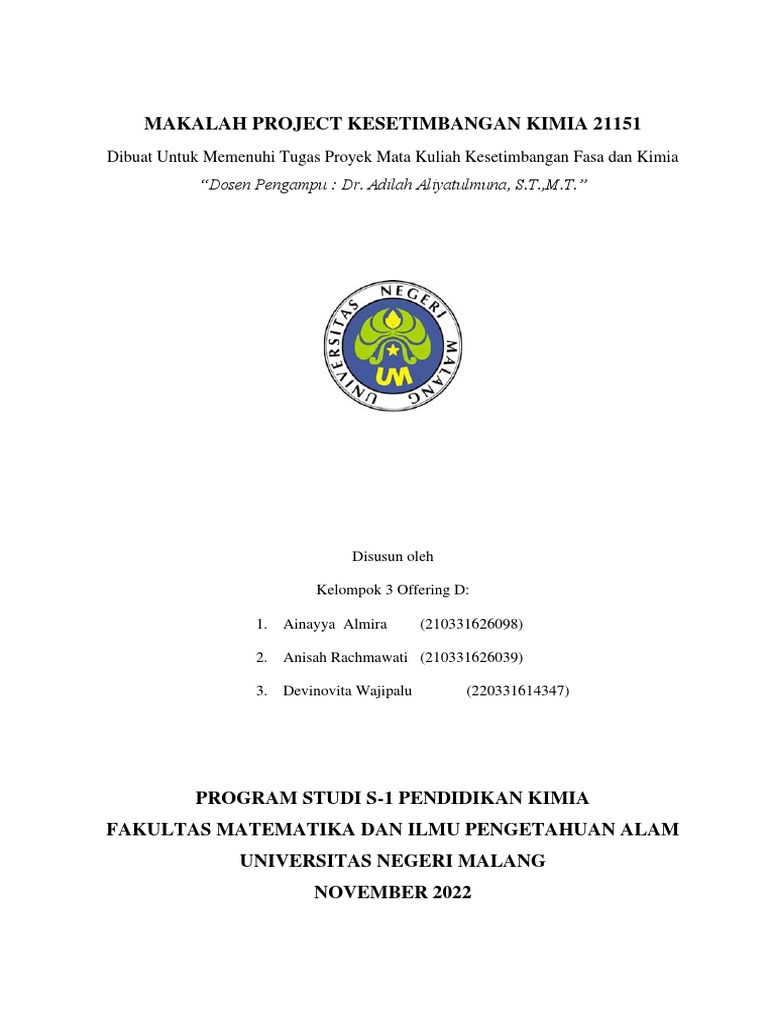Tugas KFKK Kesetimbangan Kimia | PDF