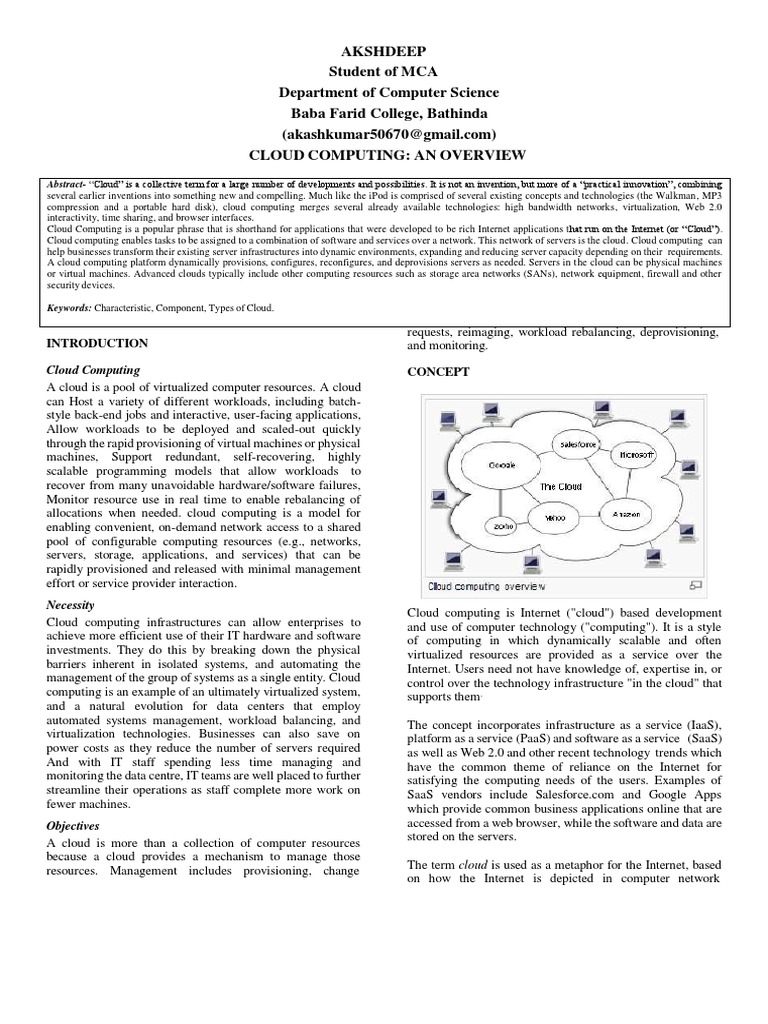 Cloud Computing An Overview Pdf Cloud Computing Software As A Service 7757