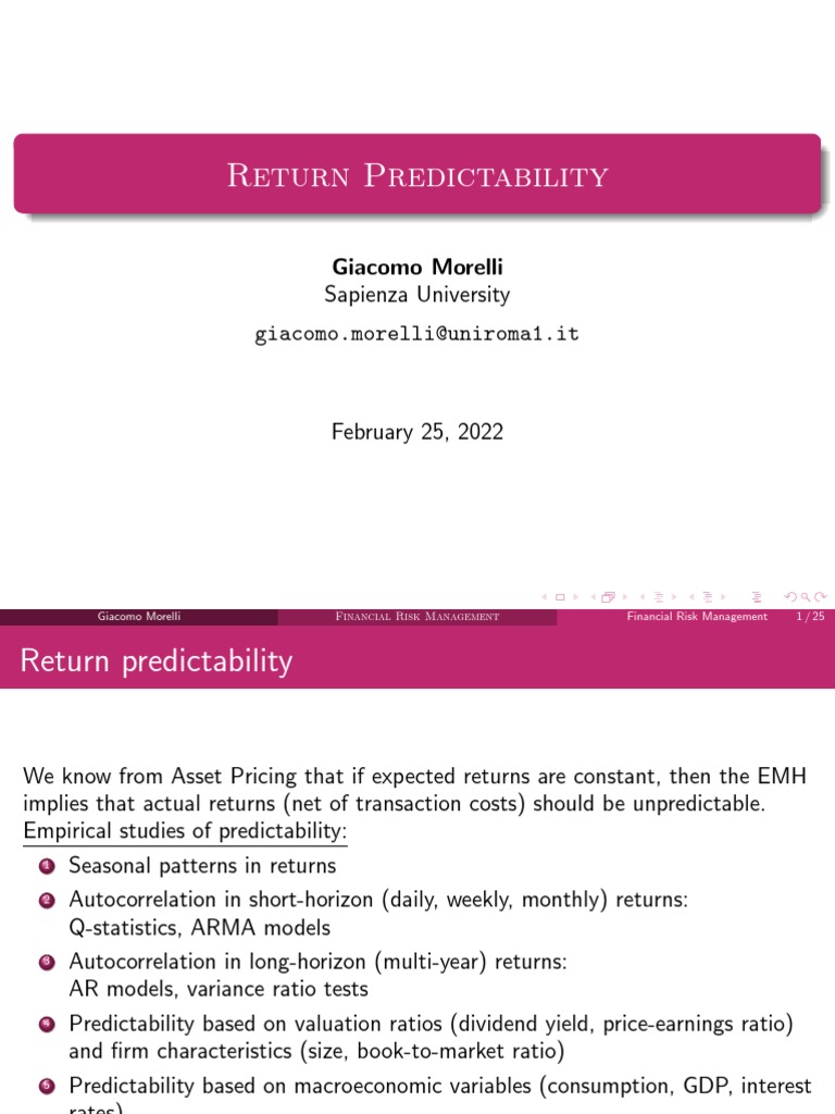 Analyzing Return Predictability in Finance | PDF | Value At Risk ...