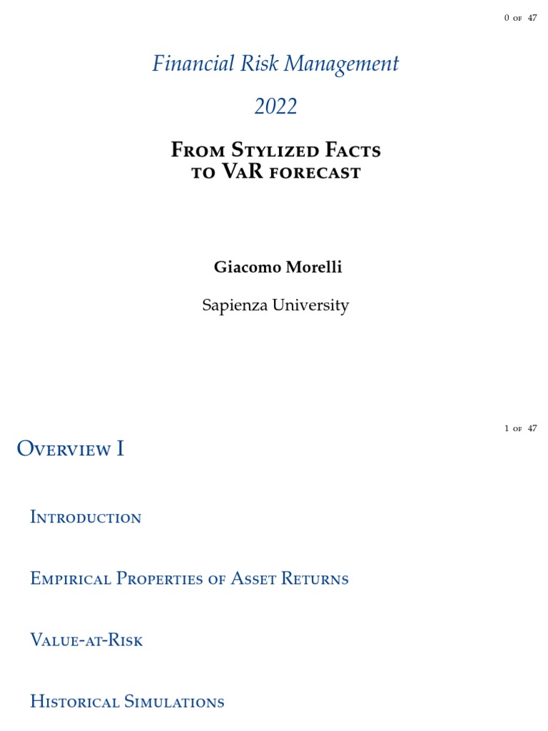 3) From - SF - To - VaR | PDF | Financial Risk | Value At Risk