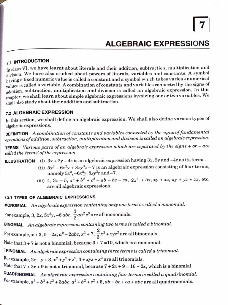 Algebraic Expressionss | PDF | Factorization | Algebra